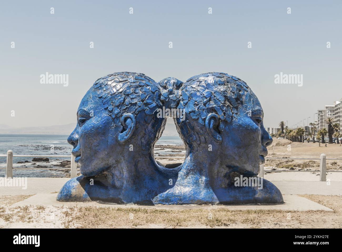 Blue heads statue in Cape Town. Art of south Africa. Sea Point ...