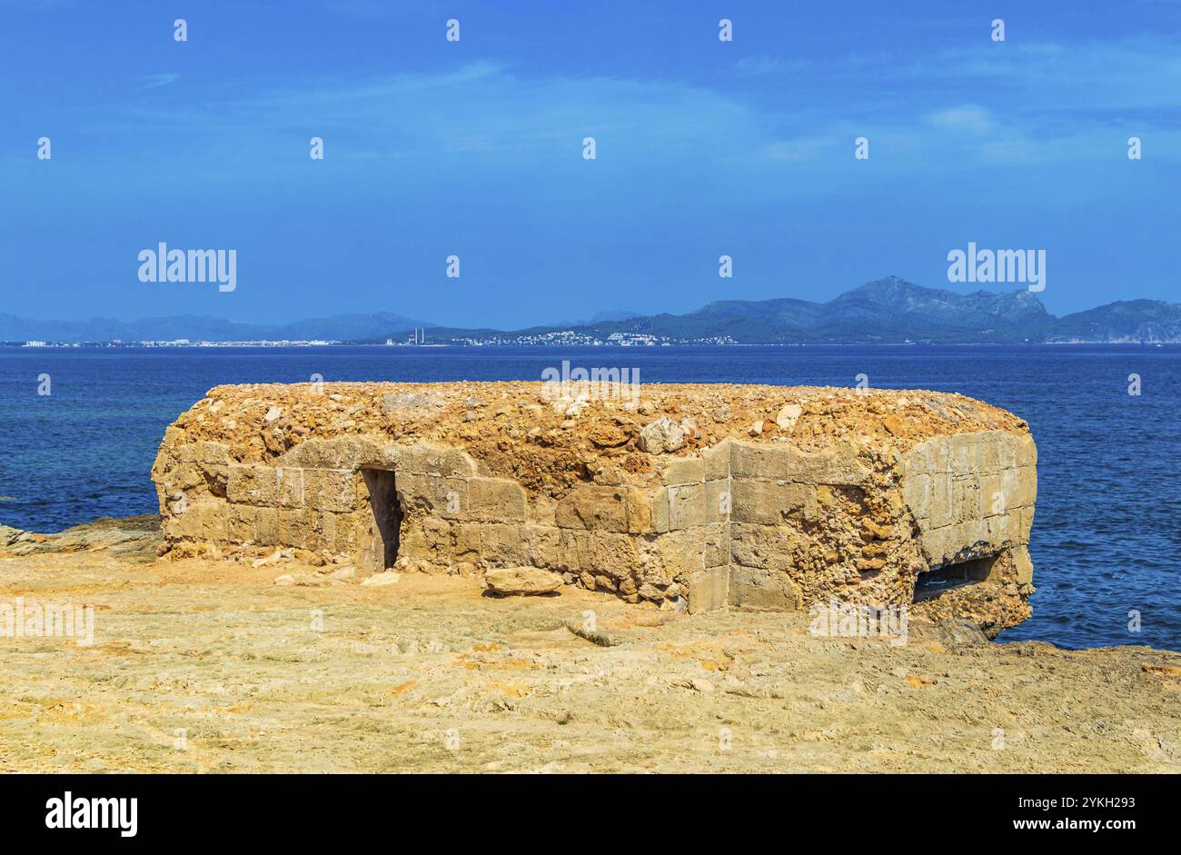 Stone sculptures and ruins in rough natural coastal and beach landscape ...