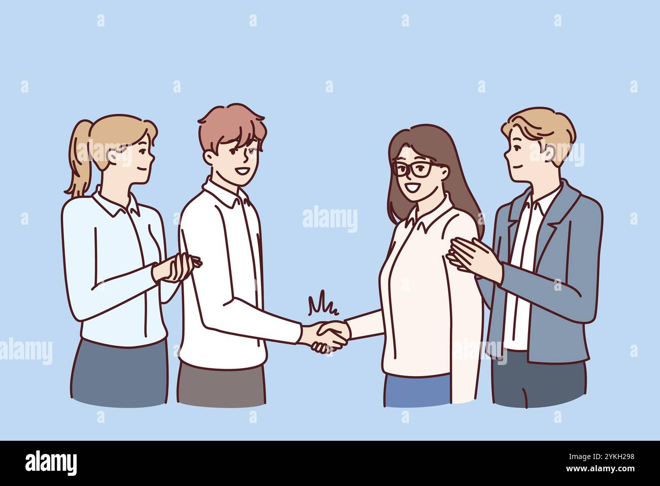 Team business people and manager handshake with best employee company ...