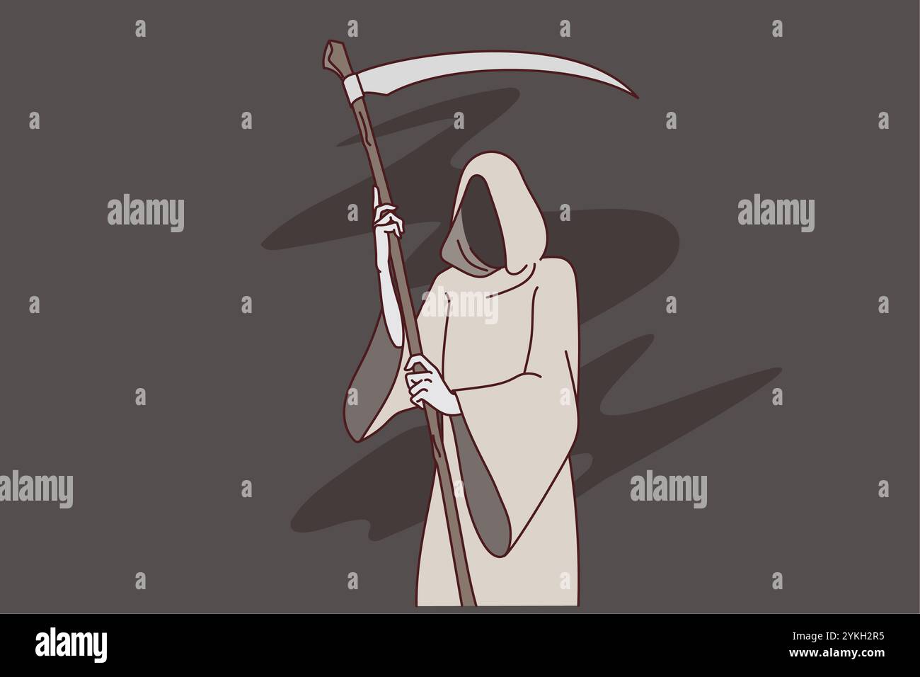 Grim reaper with scythe wearing robe representing death. Mythology ...