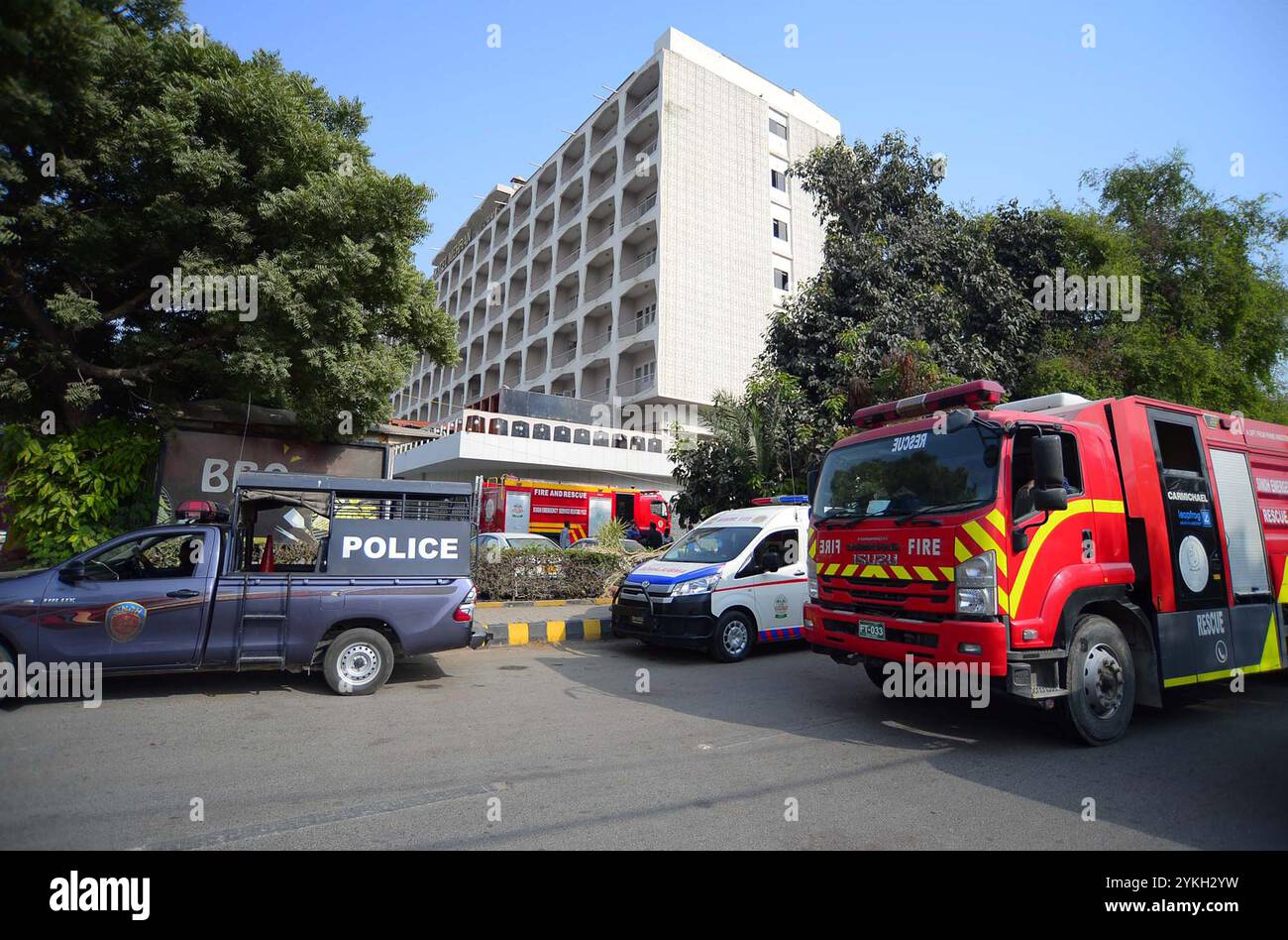 View of site after fire broke out incident at a private hotel multi ...