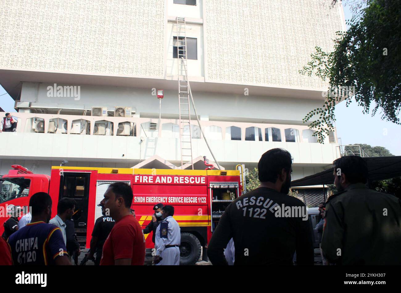 View of site after fire broke out incident at a private hotel multi ...