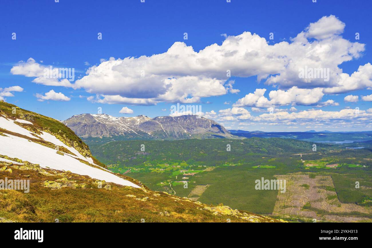 Beautiful valley landscape panorama Norway of Hydalen Hemsedal with ...