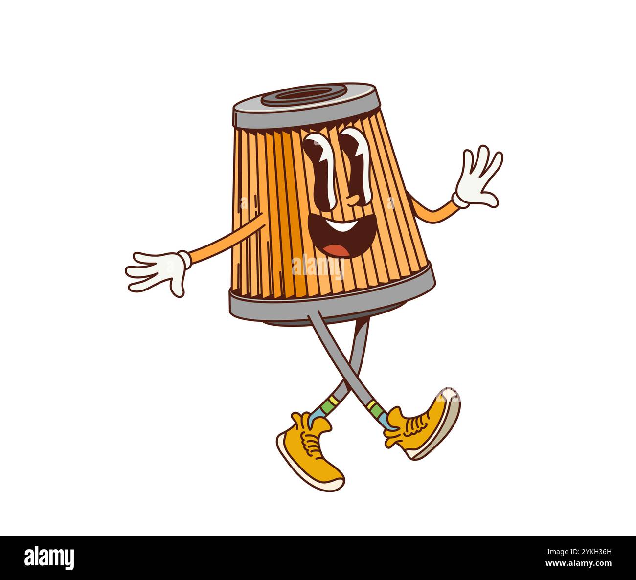 Cartoon retro groovy car air filter character. Vehicle filtration ...