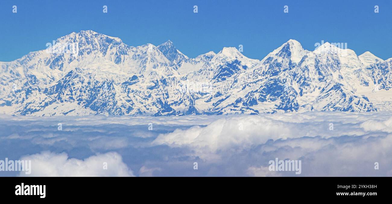 Mount Everest in the Himalayas. 8848 m high. The highest mountain on ...