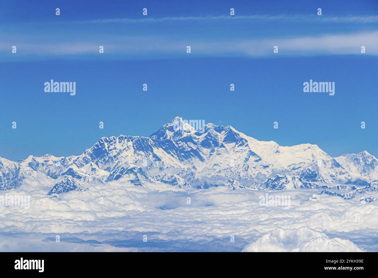 Mount Everest in the Himalayas. 8848 m high. The highest mountain on ...