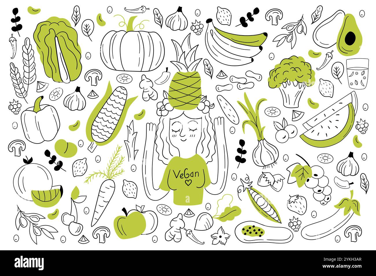 Healthy lifestyle doodle set hi-res stock photography and images - Alamy