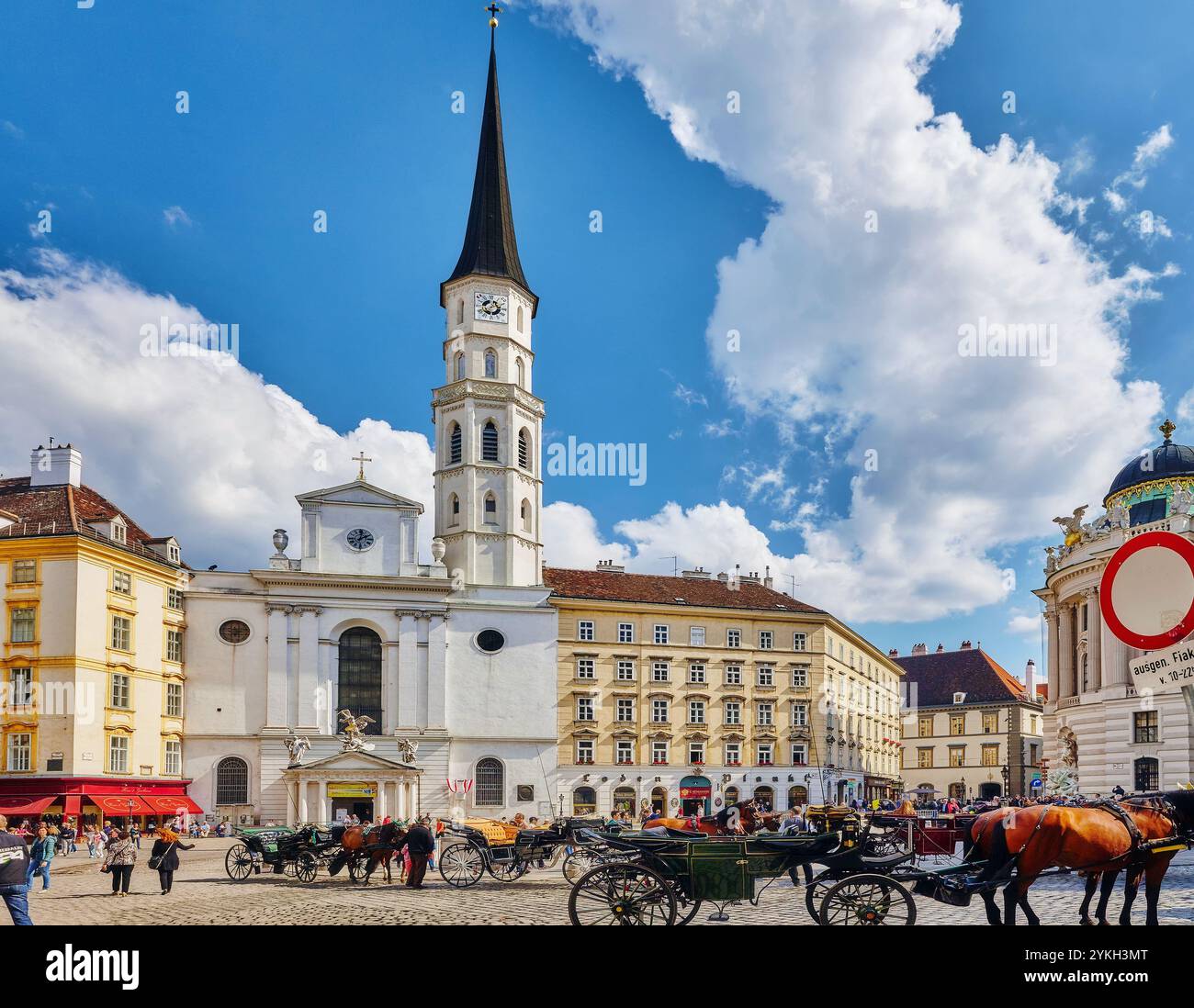 Carriage horses walking in the streets of one of the most beautiful European cities - Vienna ...