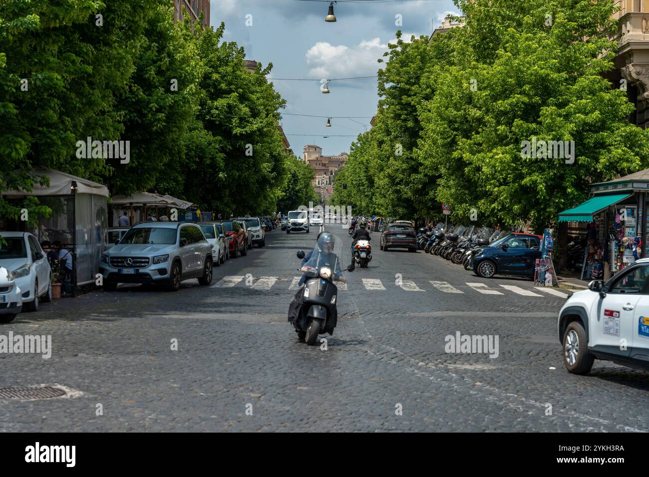 Rome, Italy - May 29, 2024: Road Traffic on Rome’s Iconic Tile-Paved ...