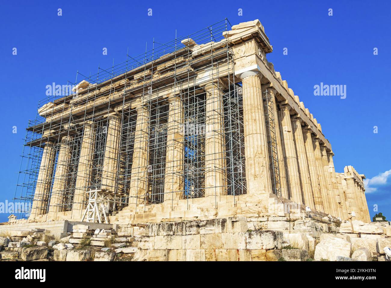 Acropolis of Athens with amazing and beautiful ruins Parthenon and blue ...