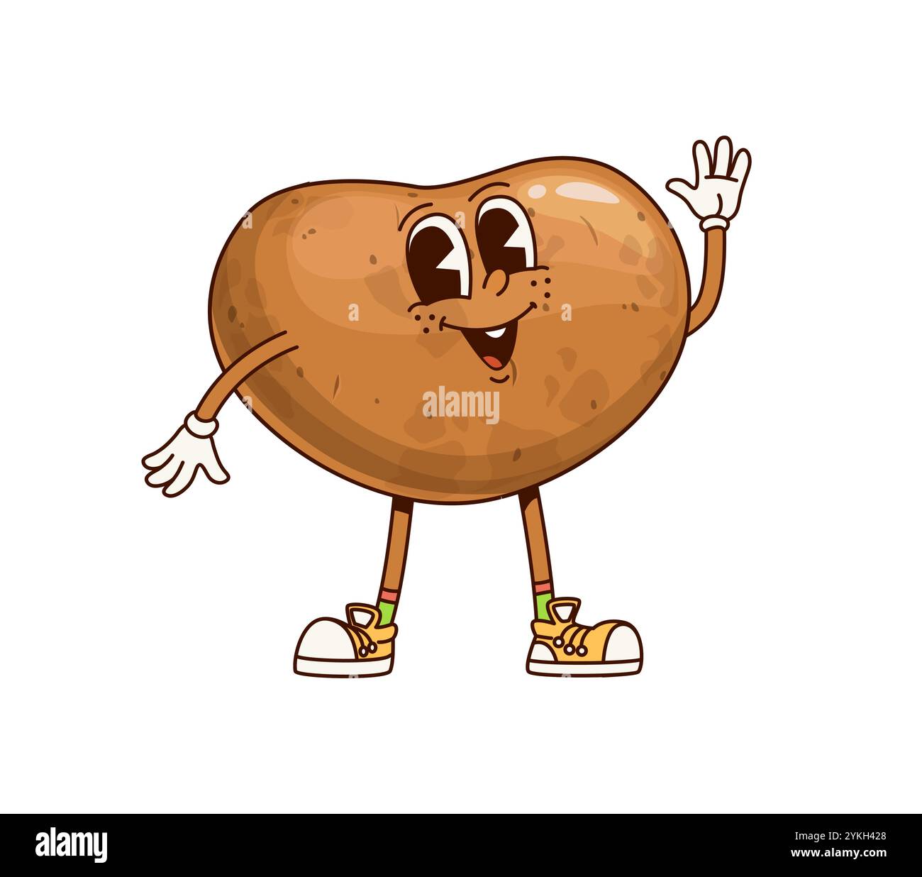 Groovy potato vegetable character. Isolated cartoon vector adorable ...