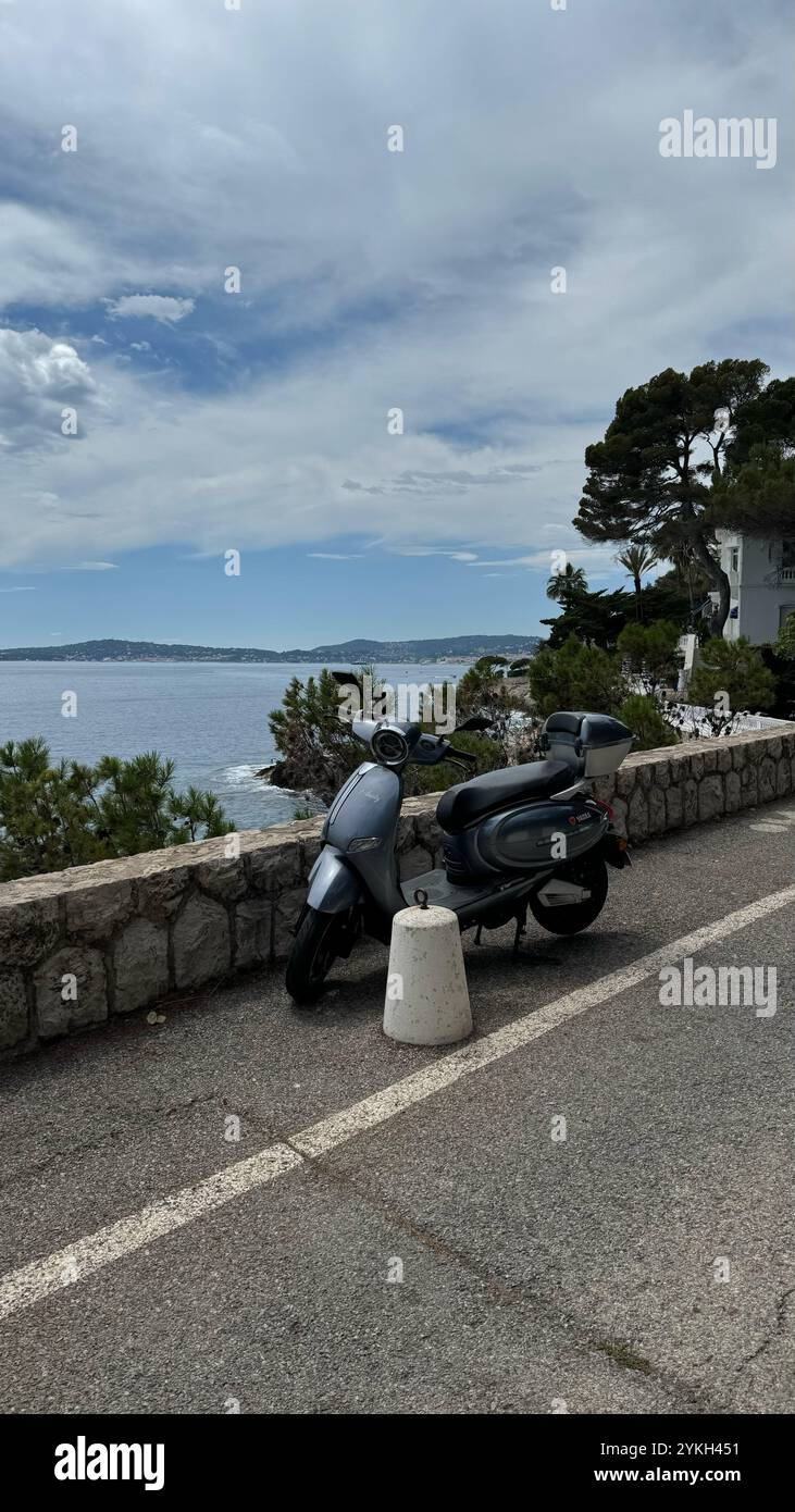 Charming Scooter Adventure: A Vibrant Moped Against the Stunning ...
