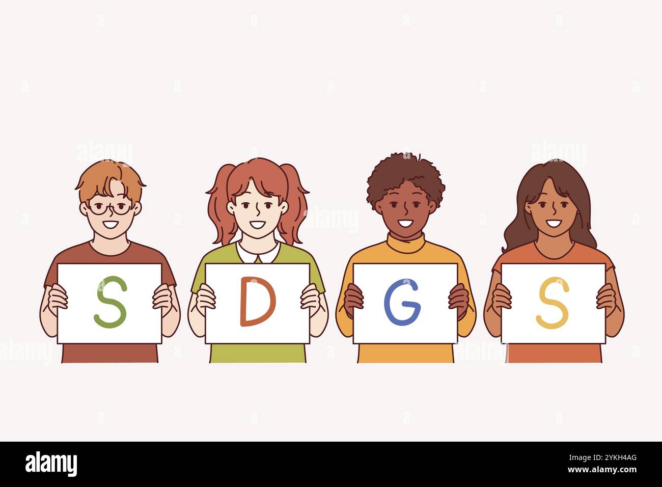 SDGS letters in hands of children calling to define and comply with ...