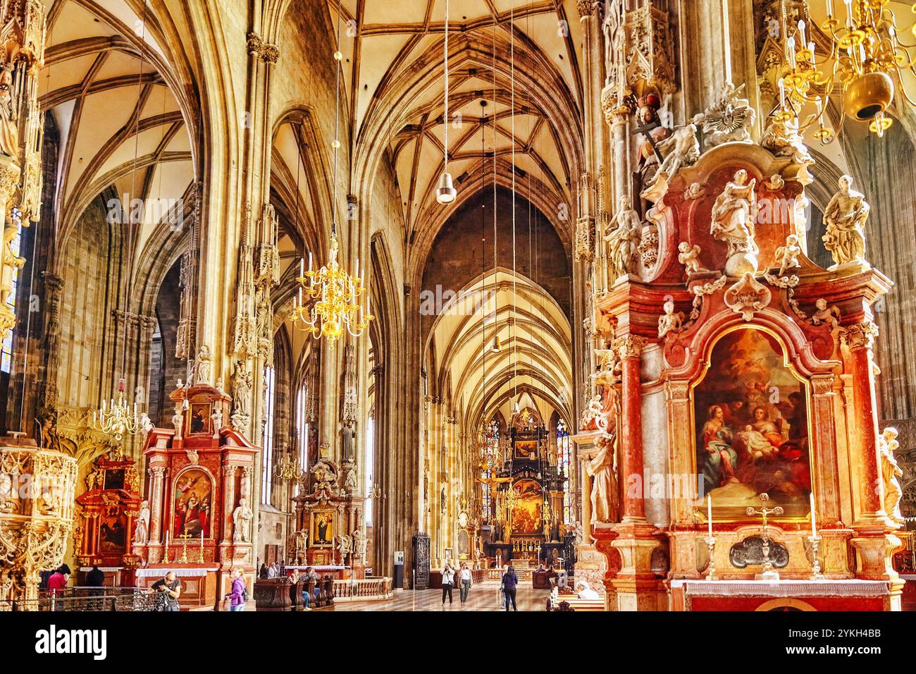 Interior St. Stephen's Cathedral(Stephansdom) the mother church of the ...