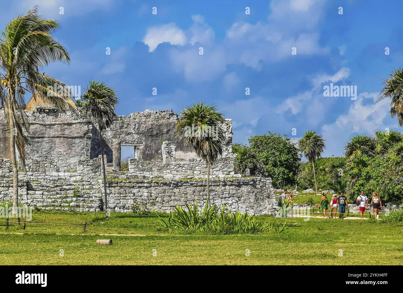Tulum Mexico 05. August 2022 Ancient Tulum ruins Mayan site with temple ...