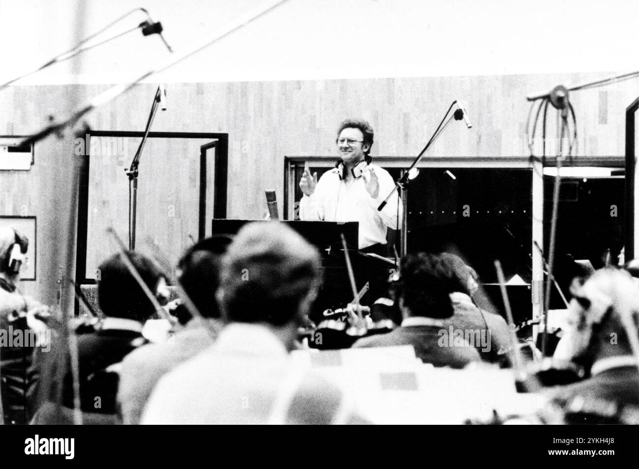 British Composer ROY BUDD recording a film score with orchestra circa ...
