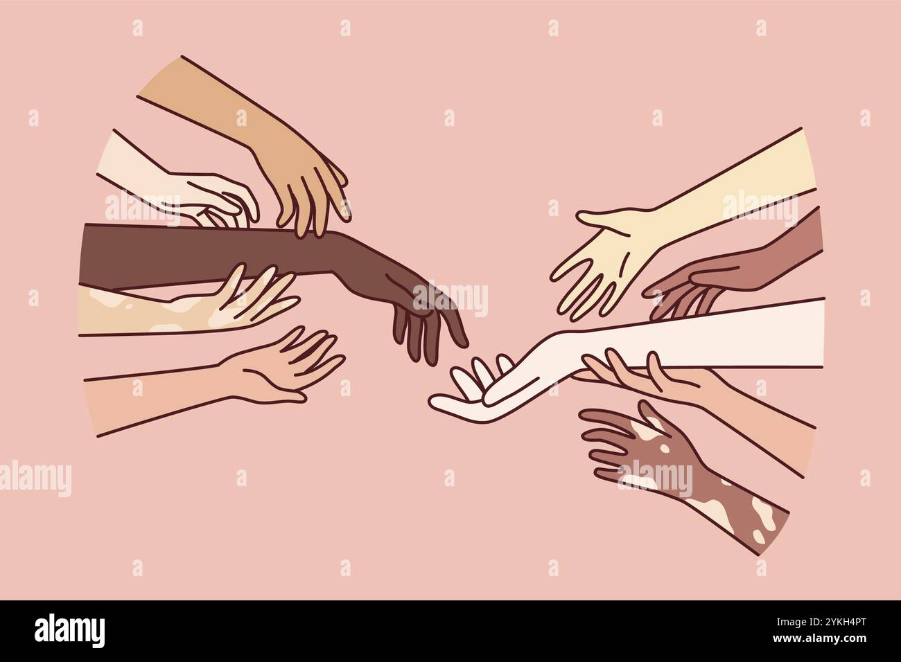 Hands diverse people with different skin colors, for concept importance ...