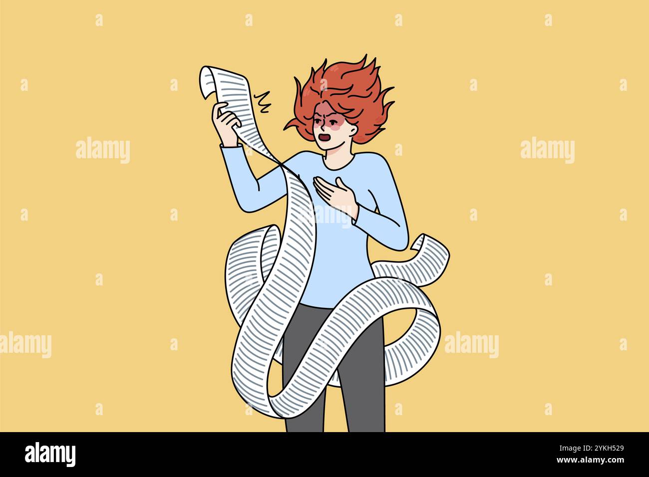 Stressed young woman with long list annoyed with plans and problems ...