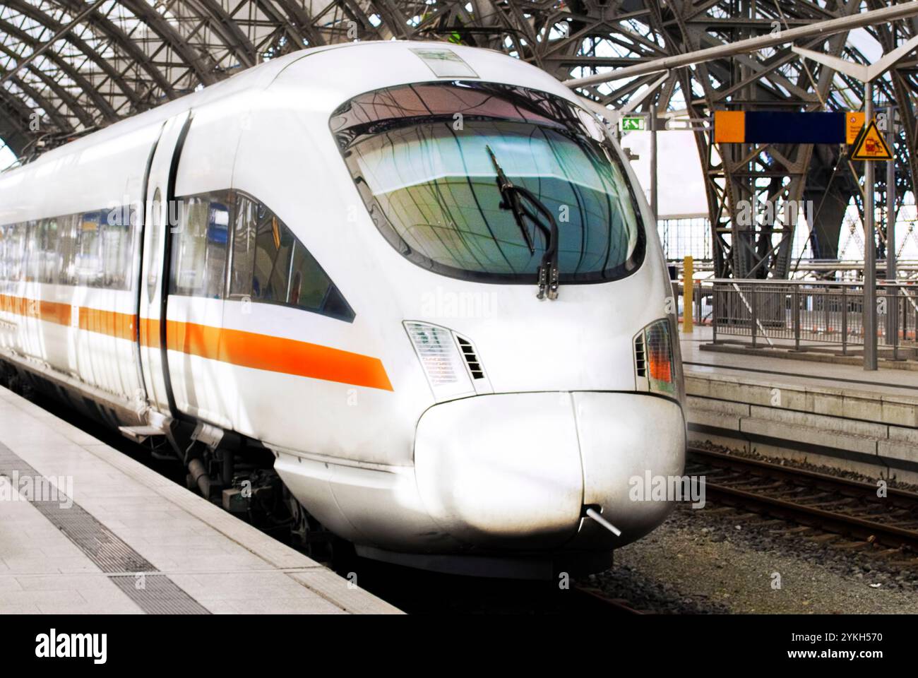 Modern high speed train ready to departs from railway station.Germany ...