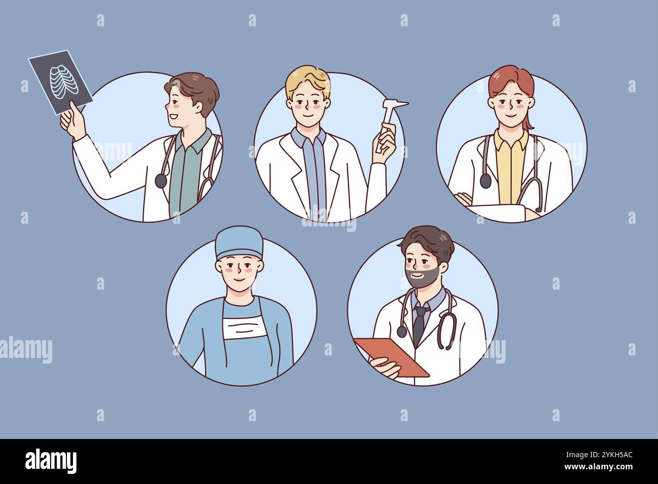 Profile pictures of medical staff in white uniforms. Avatars of doctors ...