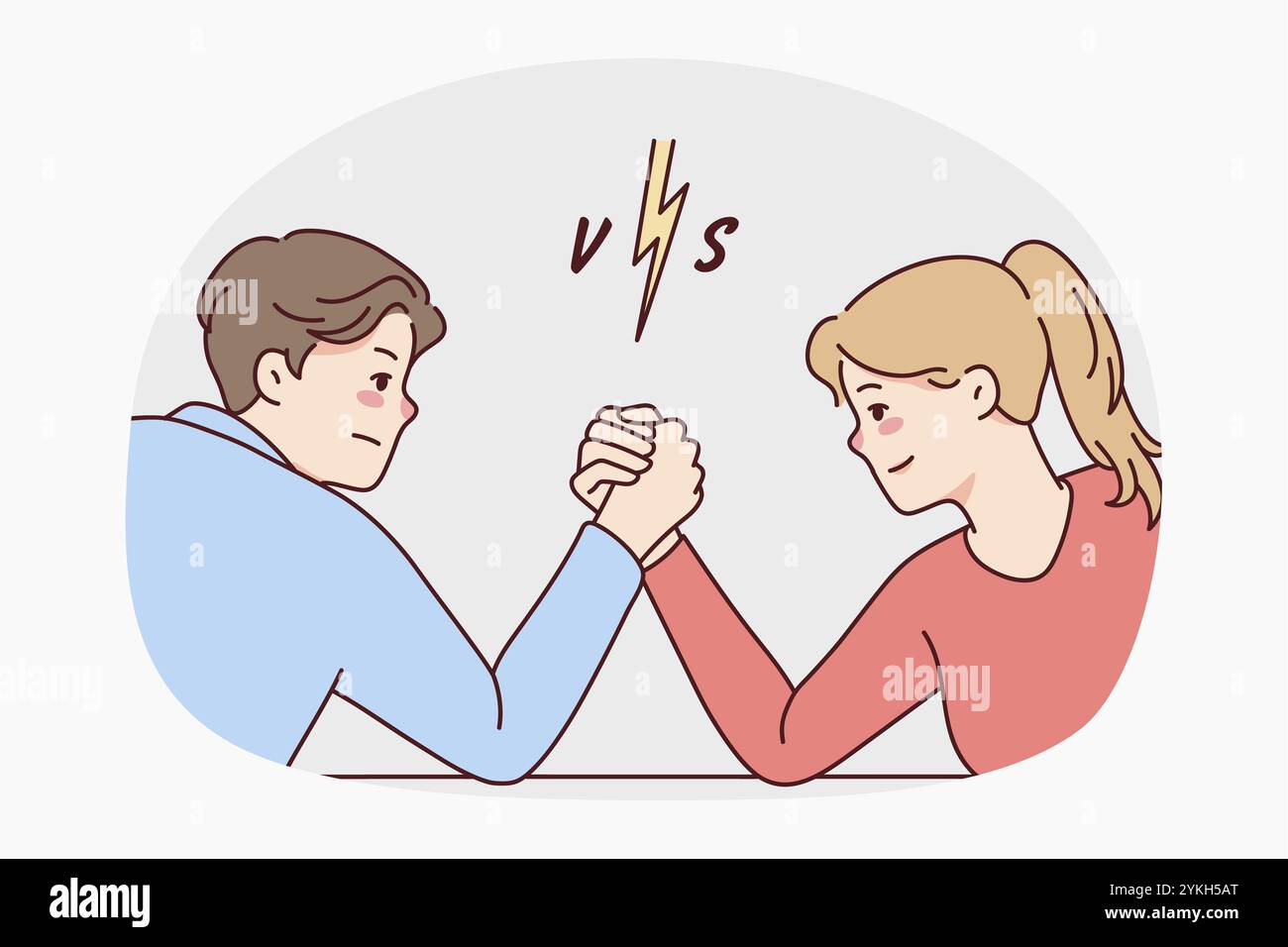 Man and woman arm wrestling decide leadership and dominance. Male and ...