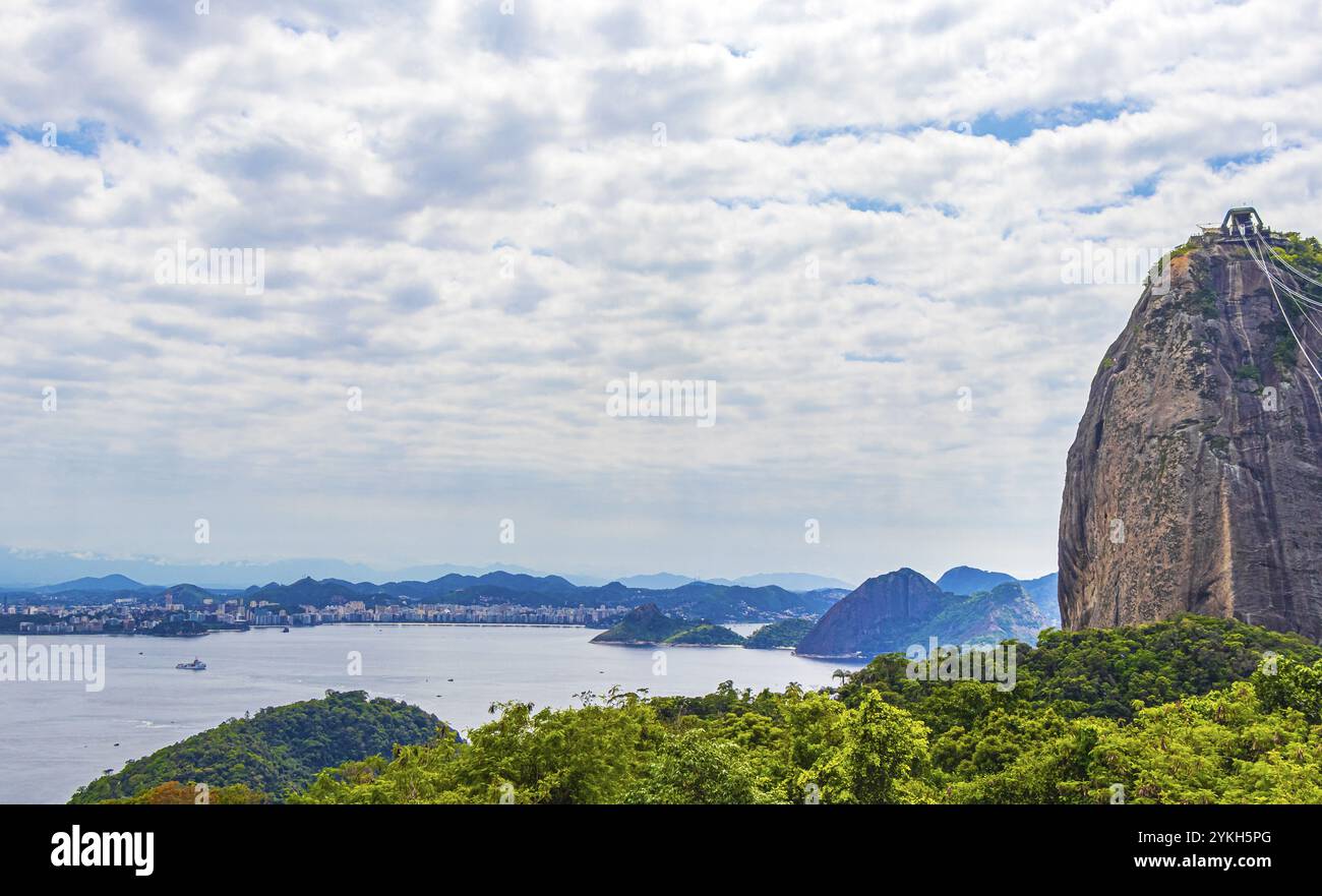 Sugarloaf sugar loaf mountain Pao de Acucar with cable car panorama ...