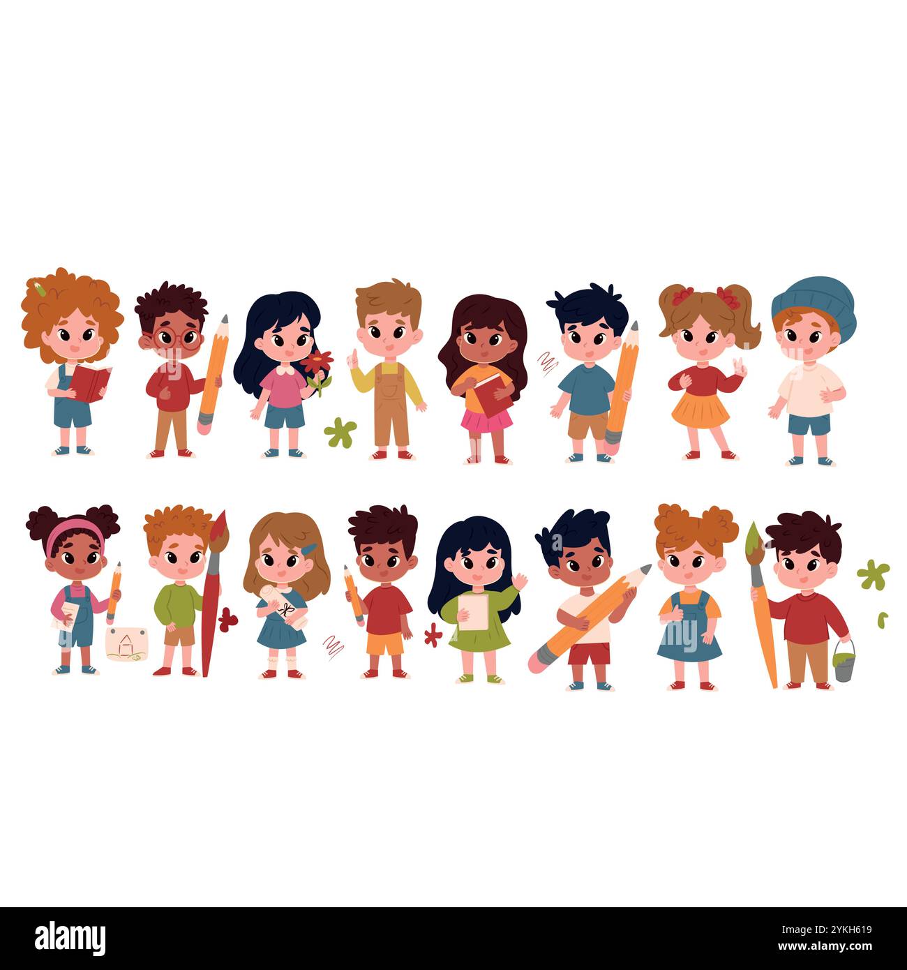 Cheerful Children set . children illustration . boys and girls set ...