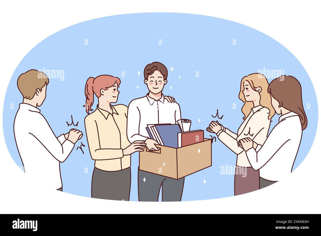 Happy employee welcome newcomer at workplace. Smiling businesspeople ...