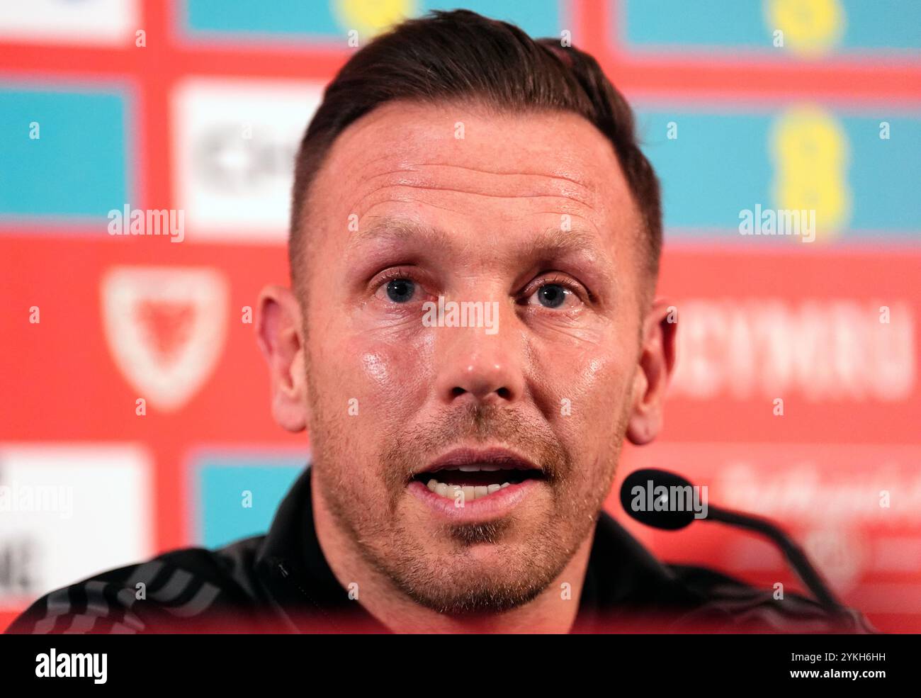 Wales manager Craig Bellamy during a press conference at the Vale ...