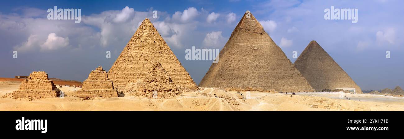 Great Pyramids, located in Giza, the pyramid of Pharaoh Khufu, Khafre ...