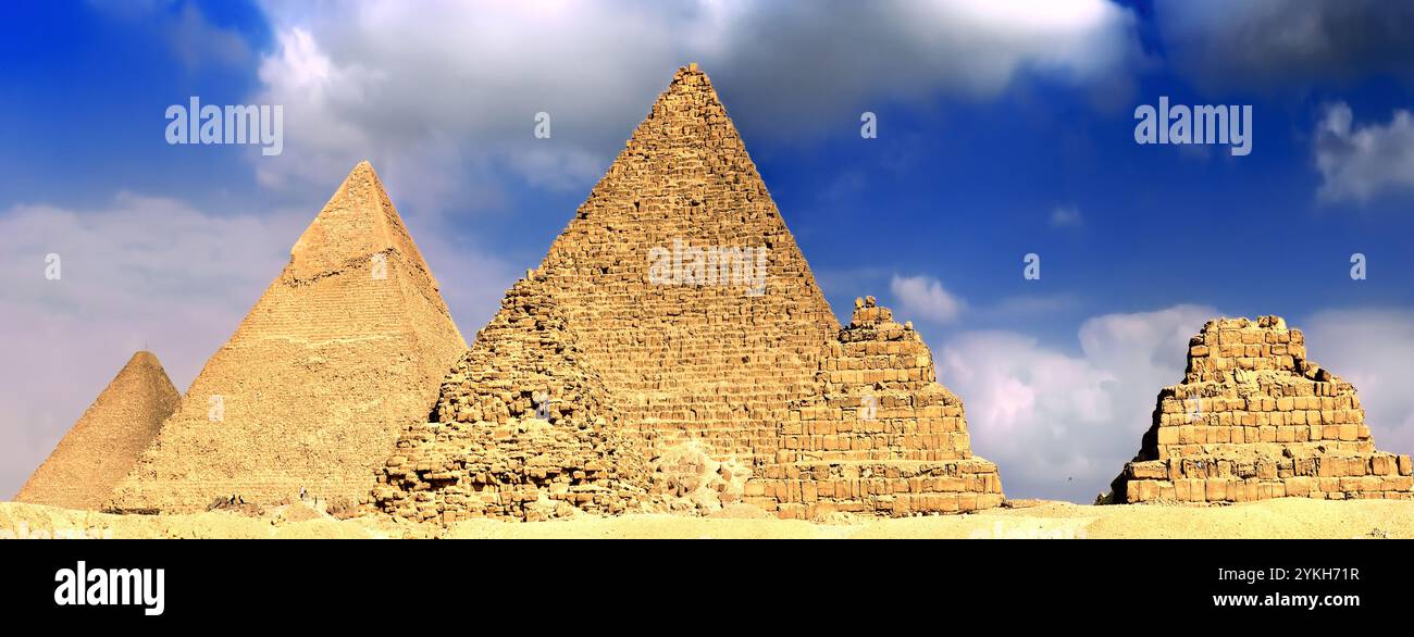 Great Pyramids, located in Giza, the pyramid of Pharaoh Khufu, Khafre ...