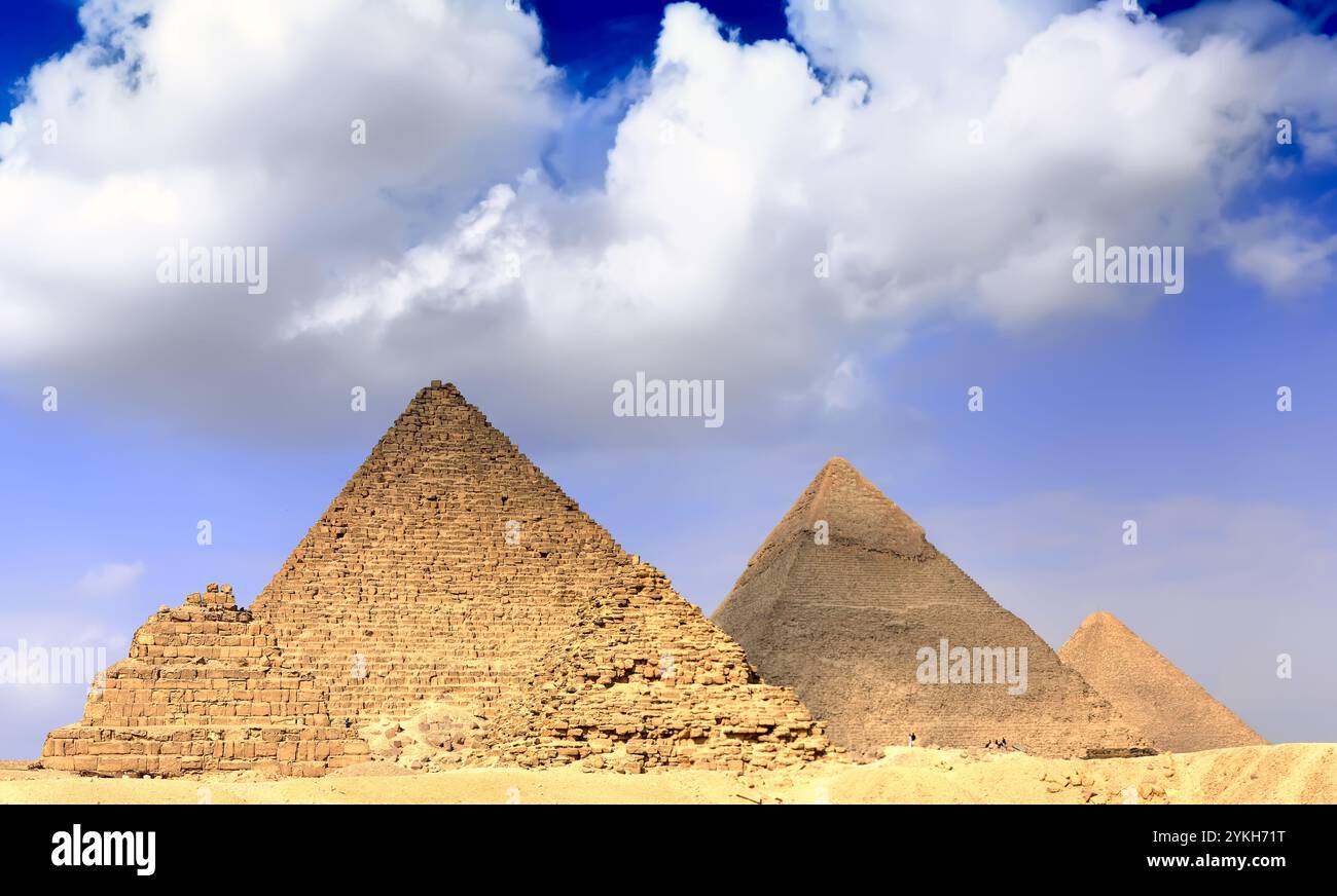 Great Pyramids, located in Giza, the pyramid of Pharaoh Khufu, Khafre ...
