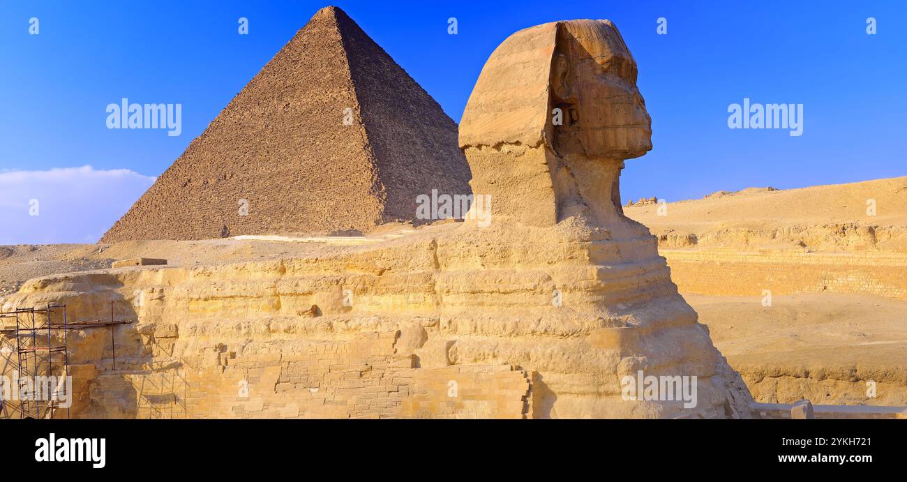 Great Pyramid of Pharaoh Khufu, located at Giza and the Sphinx. Egypt ...