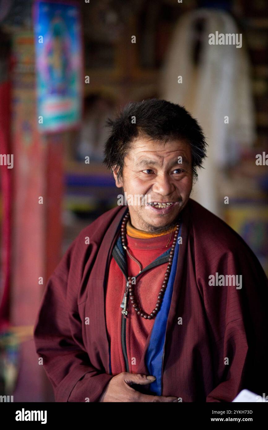 October 2009 WWF Everest Commission - Pangboche Old Village - monk at ...