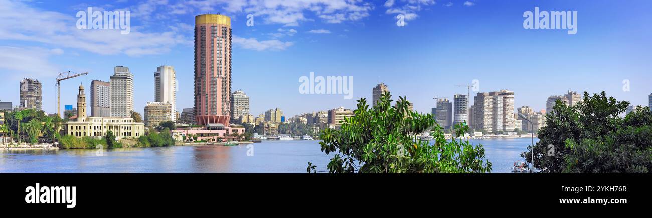 Panorama on Cairo, seafront of Nile River. Cairo, Egypt Stock Photo - Alamy