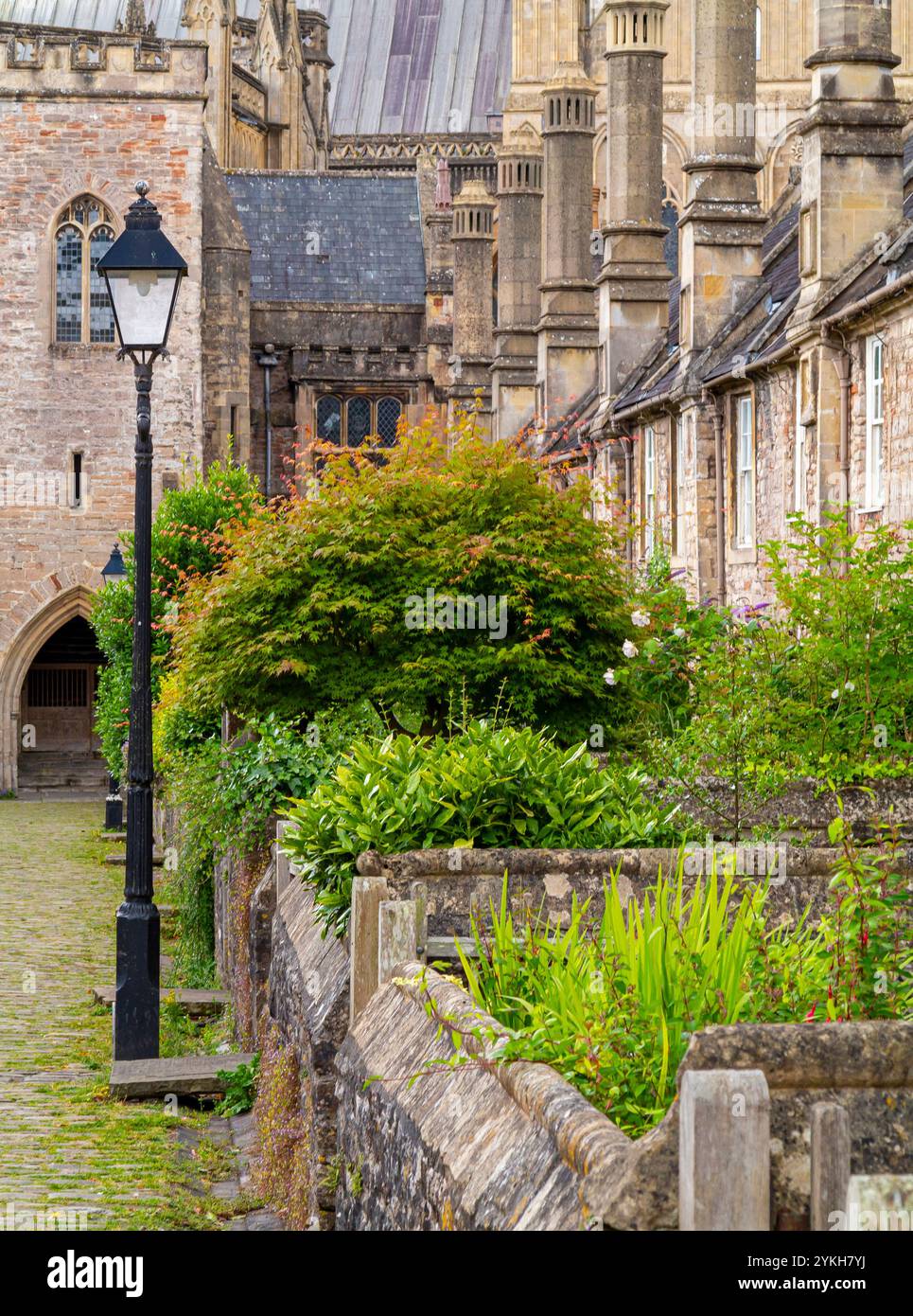 Detail of buildings in Vicars Close near to Wells Cathedral in Somerset ...