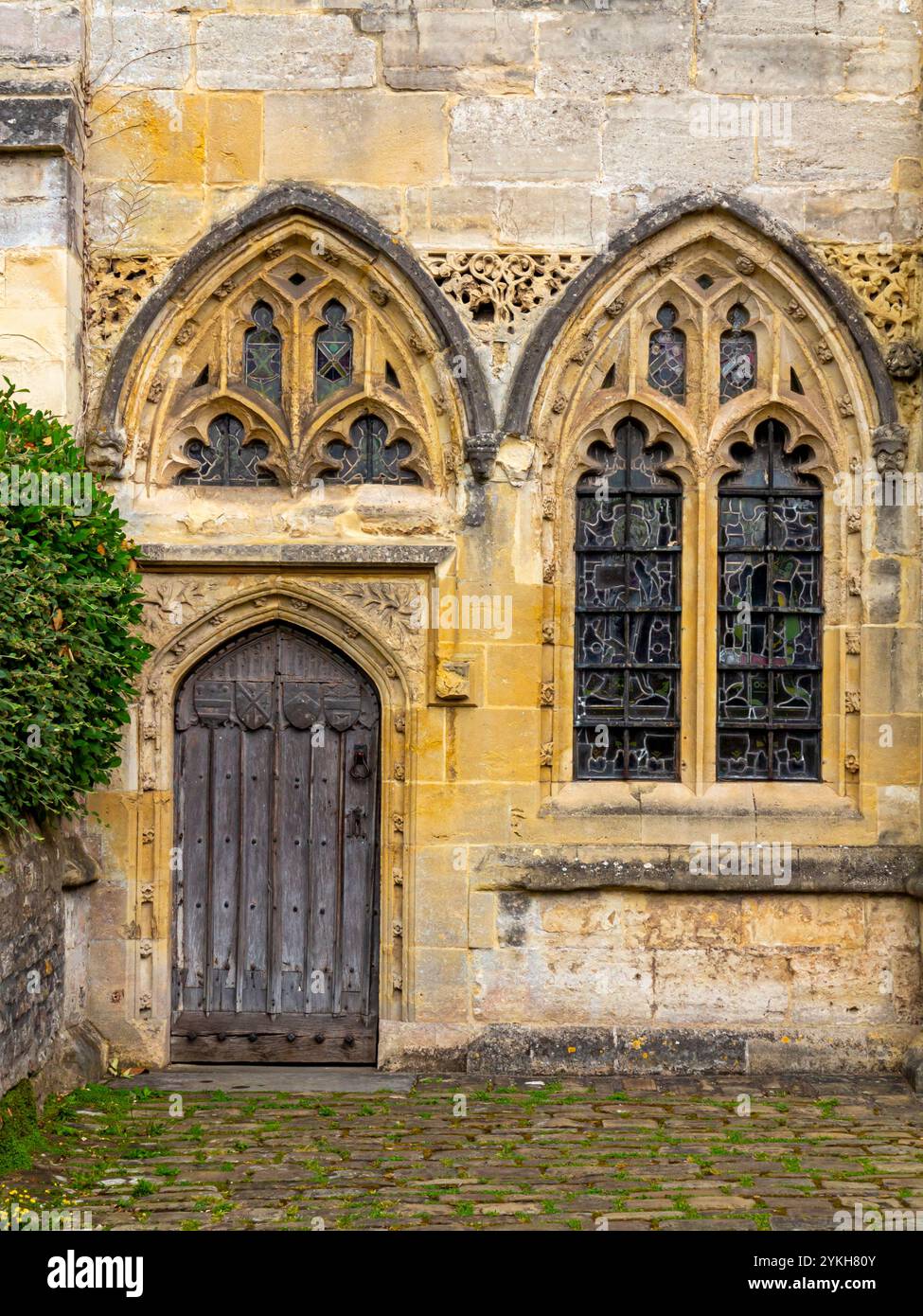 Detail of buildings in Vicars Close near to Wells Cathedral in Somerset ...