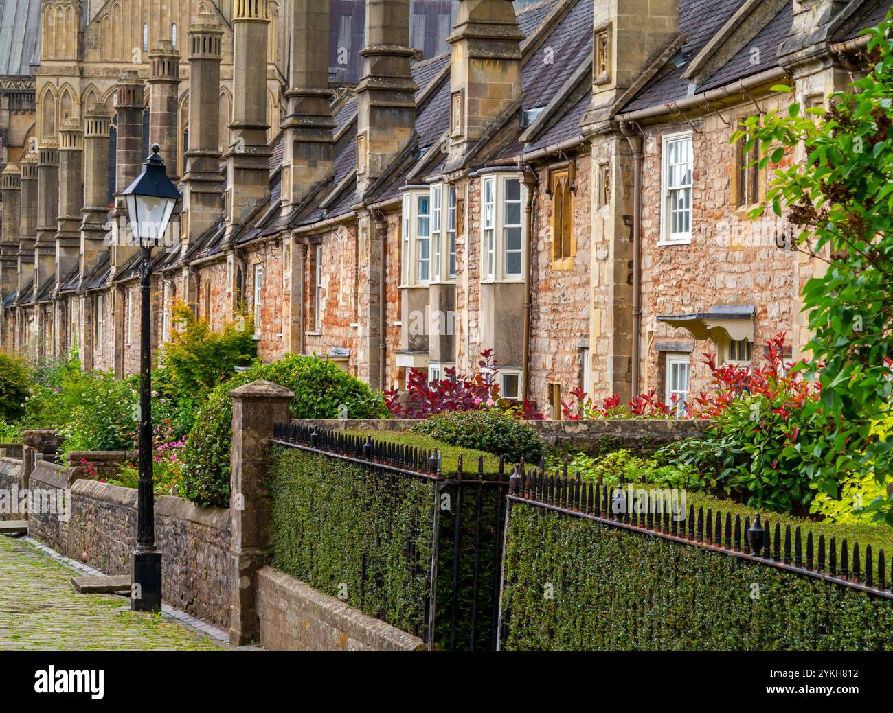 Detail of buildings in Vicars Close near to Wells Cathedral in Somerset ...