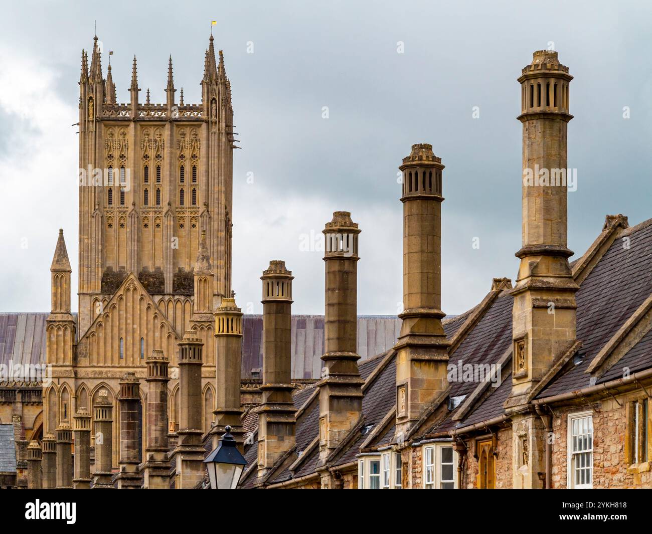 Detail of buildings in Vicars Close near to Wells Cathedral in Somerset ...