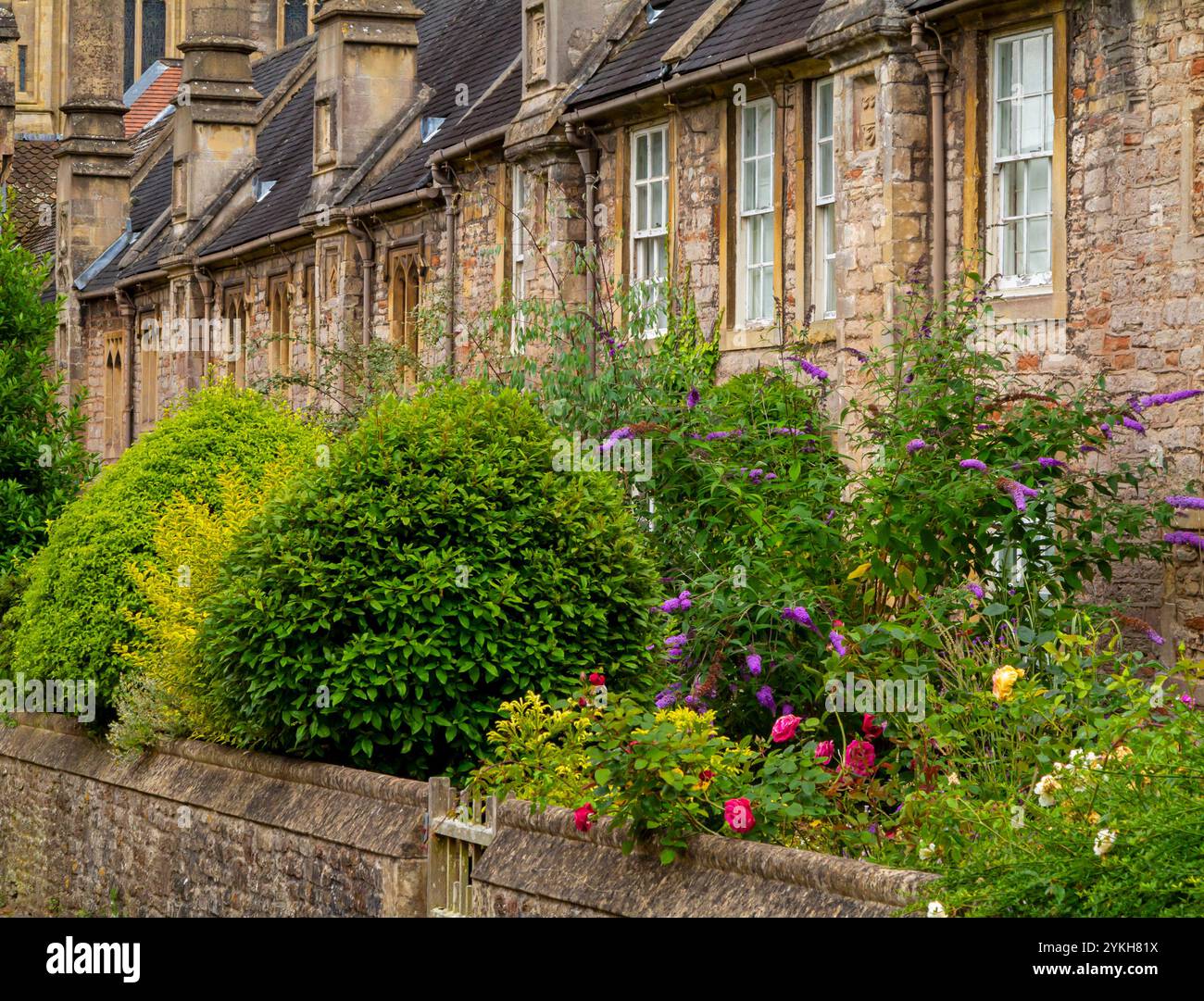 Detail of buildings in Vicars Close near to Wells Cathedral in Somerset ...