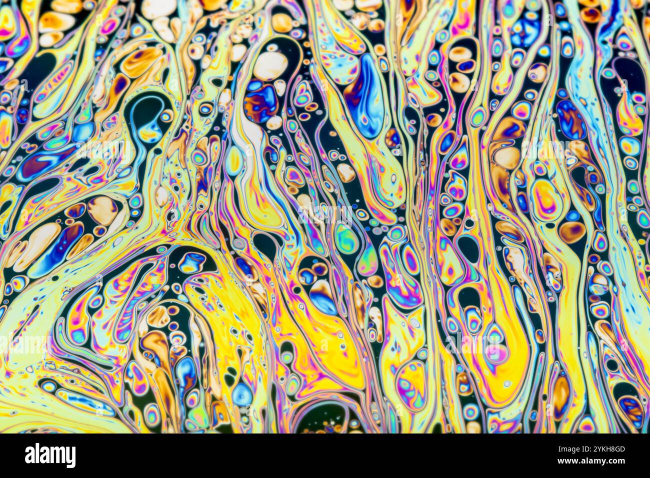 Closeup on a soap bubble movement as a scientific experiment showing ...