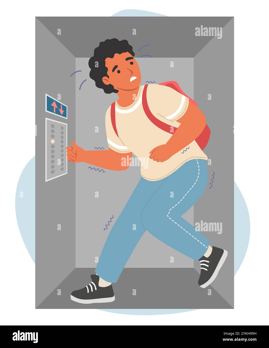 Boy student feeling fear while lifting on elevator Stock Vector Image ...