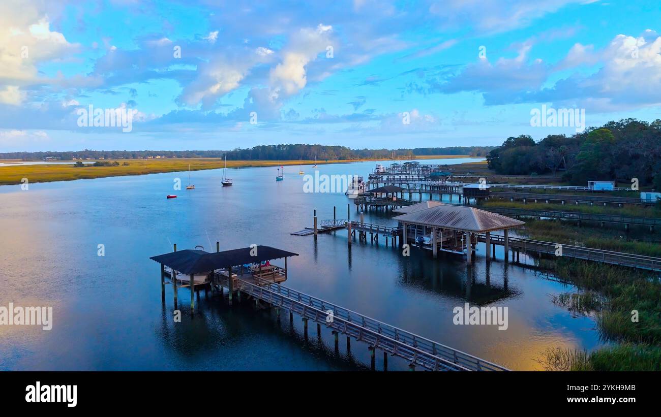 Isle of Hope Marina at Savannah Georgia - aerial view Stock Photo - Alamy