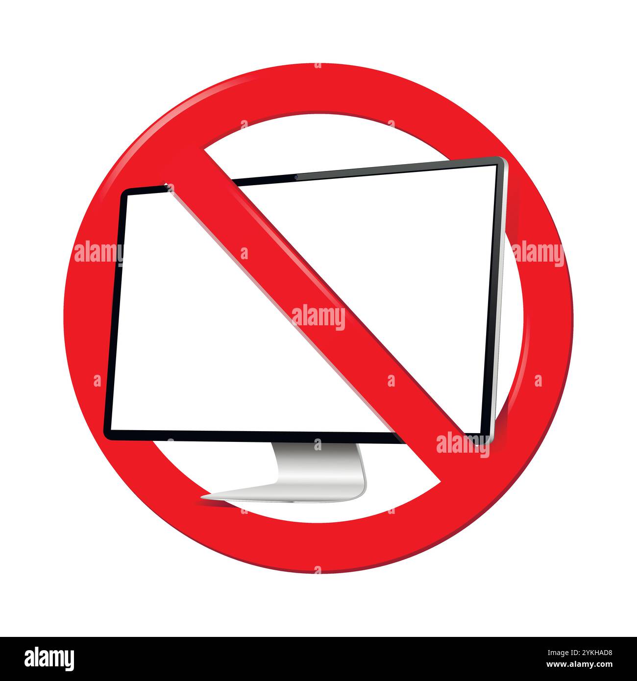 No computer sign. Not use monitor prohibited sign on white background. Vector illustration Stock ...