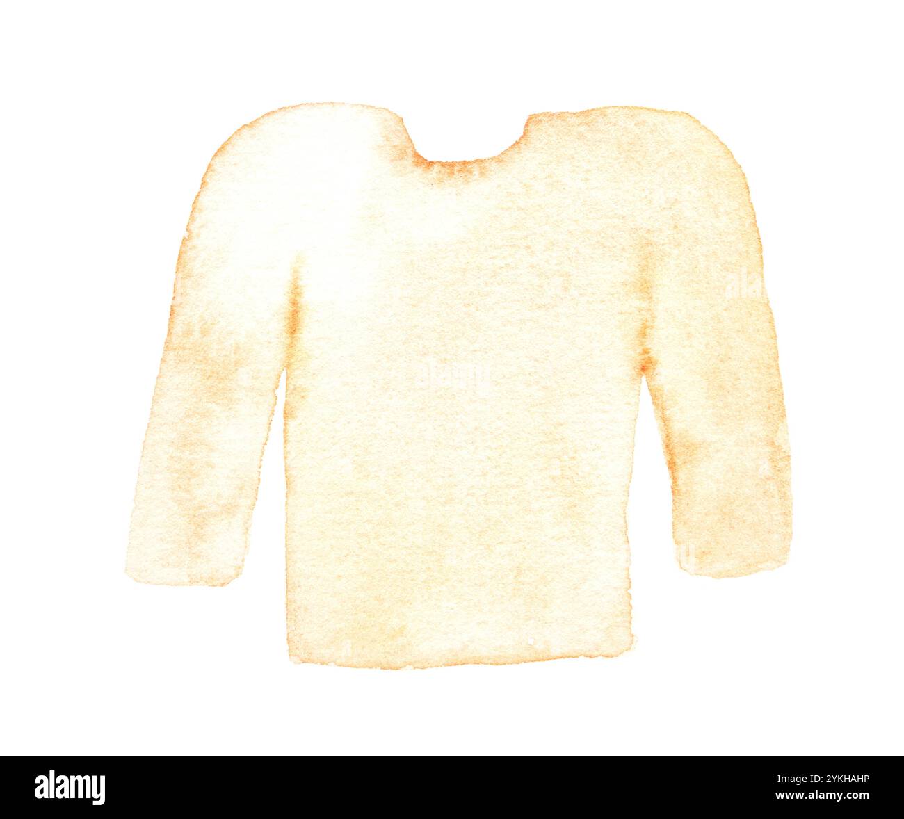 Watercolor sweater design in earthy tones with long sleeves on white ...