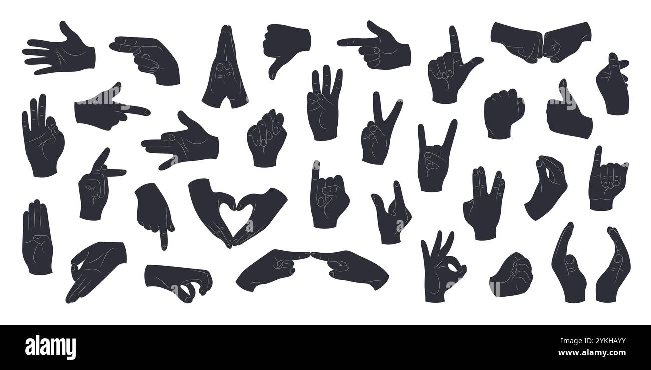 Human hands with different gestures and positions Stock Vector Image ...
