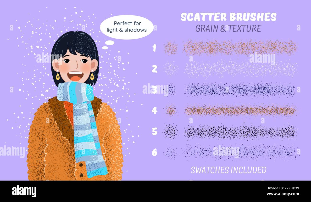 Grain scatter and texture brushes. Design kit Stock Vector Image & Art ...