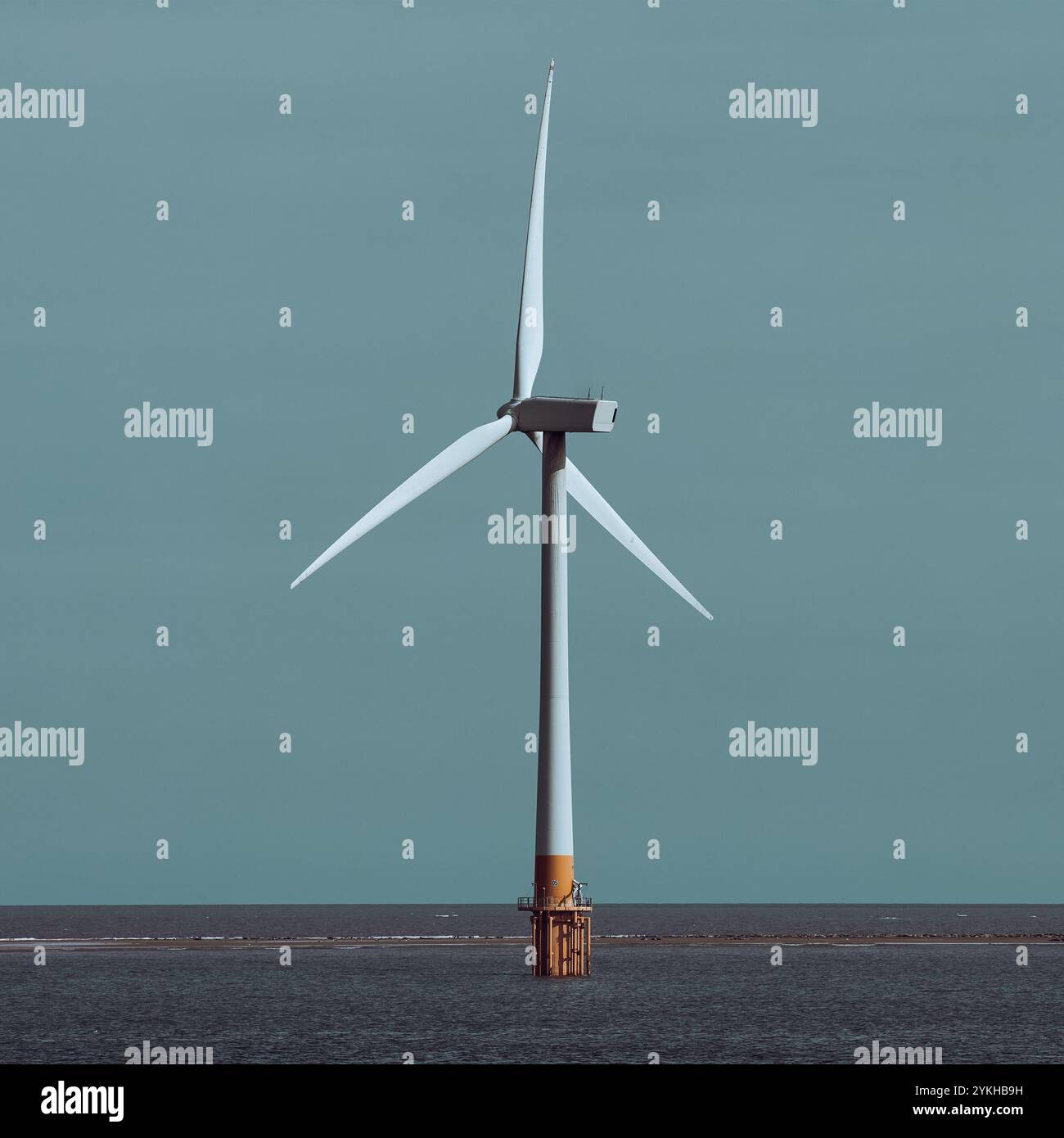 Wind turbine generator in the sea. Sustainable energy concept Stock ...