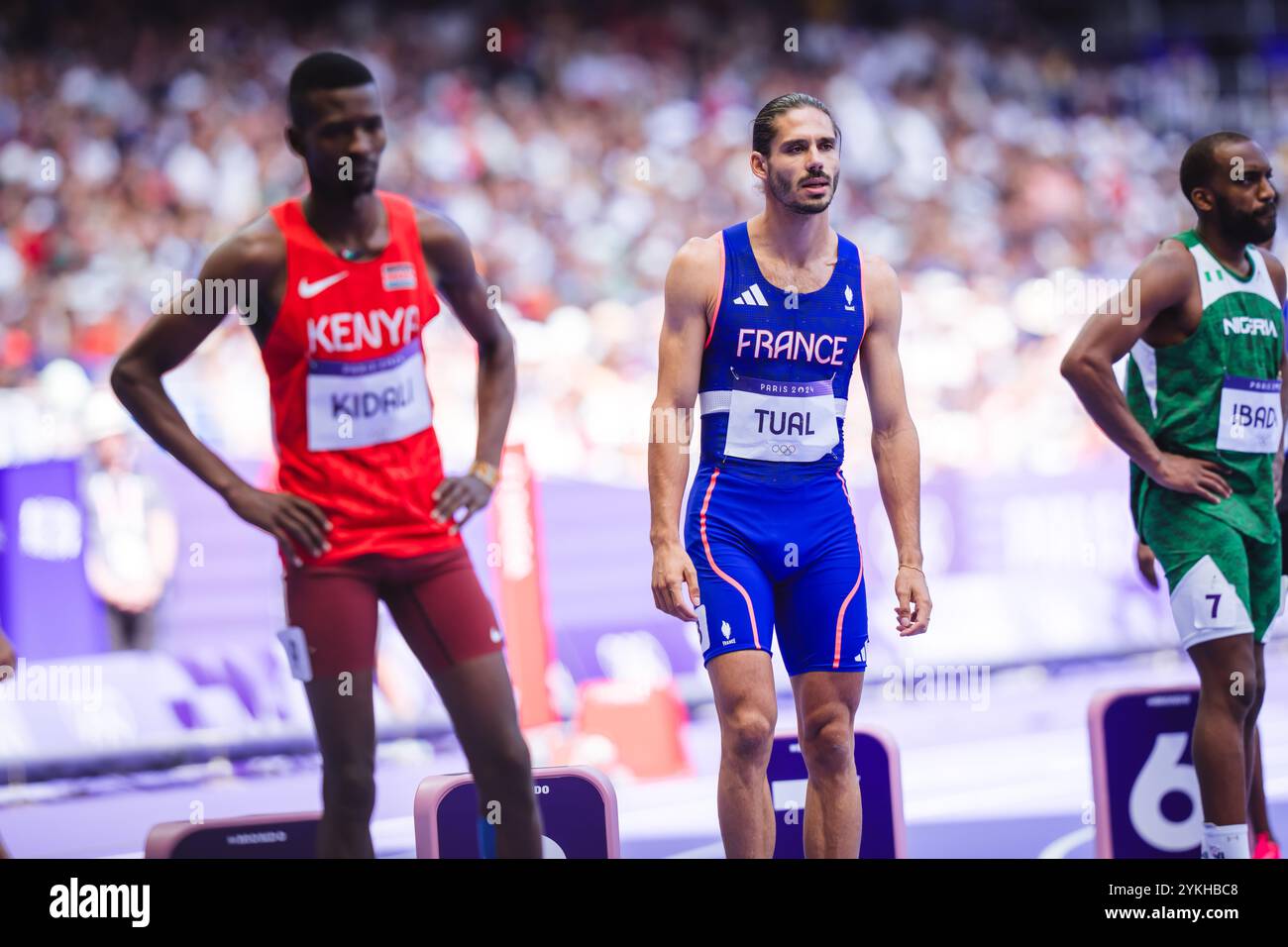 Gabriel Tual participating in the 800 meters at the Paris 2024 Olympic ...