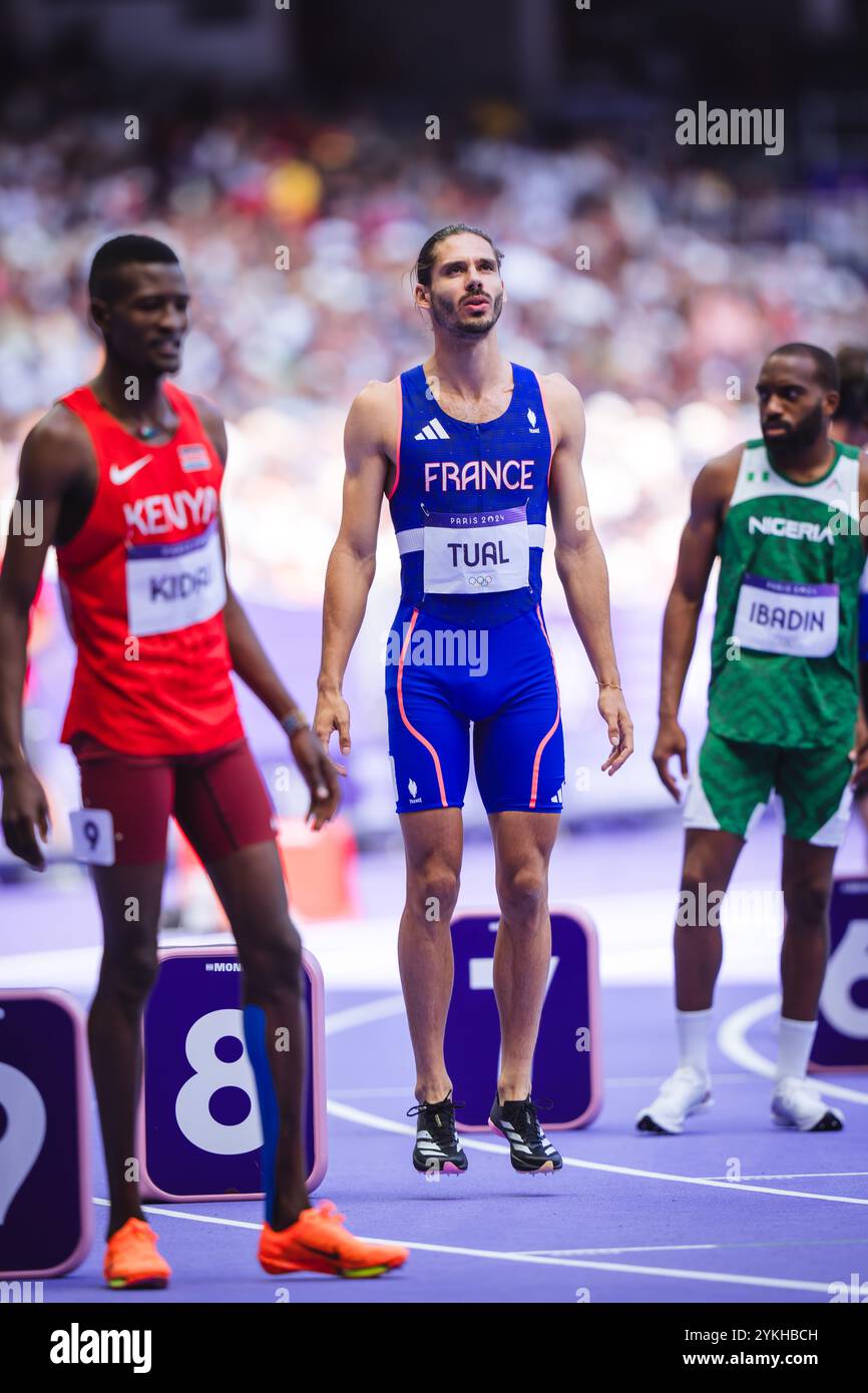 Gabriel Tual participating in the 800 meters at the Paris 2024 Olympic ...